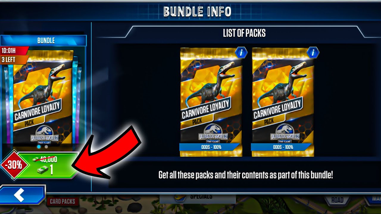 EVERY PACK COST ONLY 1 CASH!!! | Jurassic World: The Game - YouTube
