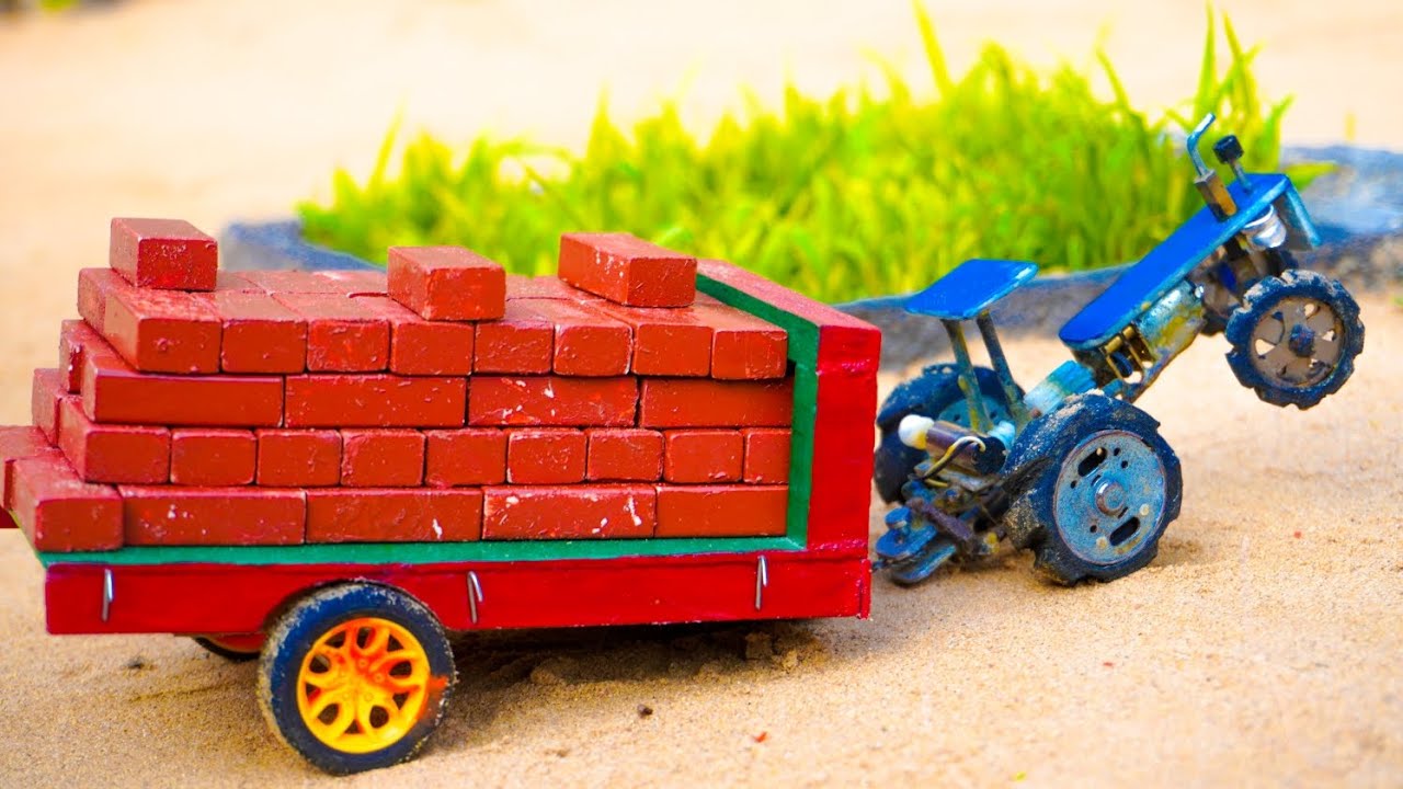 Diy making Trolley Heavy Truck full of Bricks loading |Tractor Trolley ...