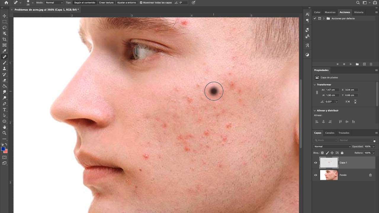 Retoque de imperfecciones en la piel con Photoshop CC 2020 - YouTube
