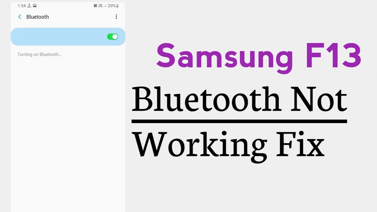 Samsung F13 Bluetooth Not Working Problem Solve - YouTube