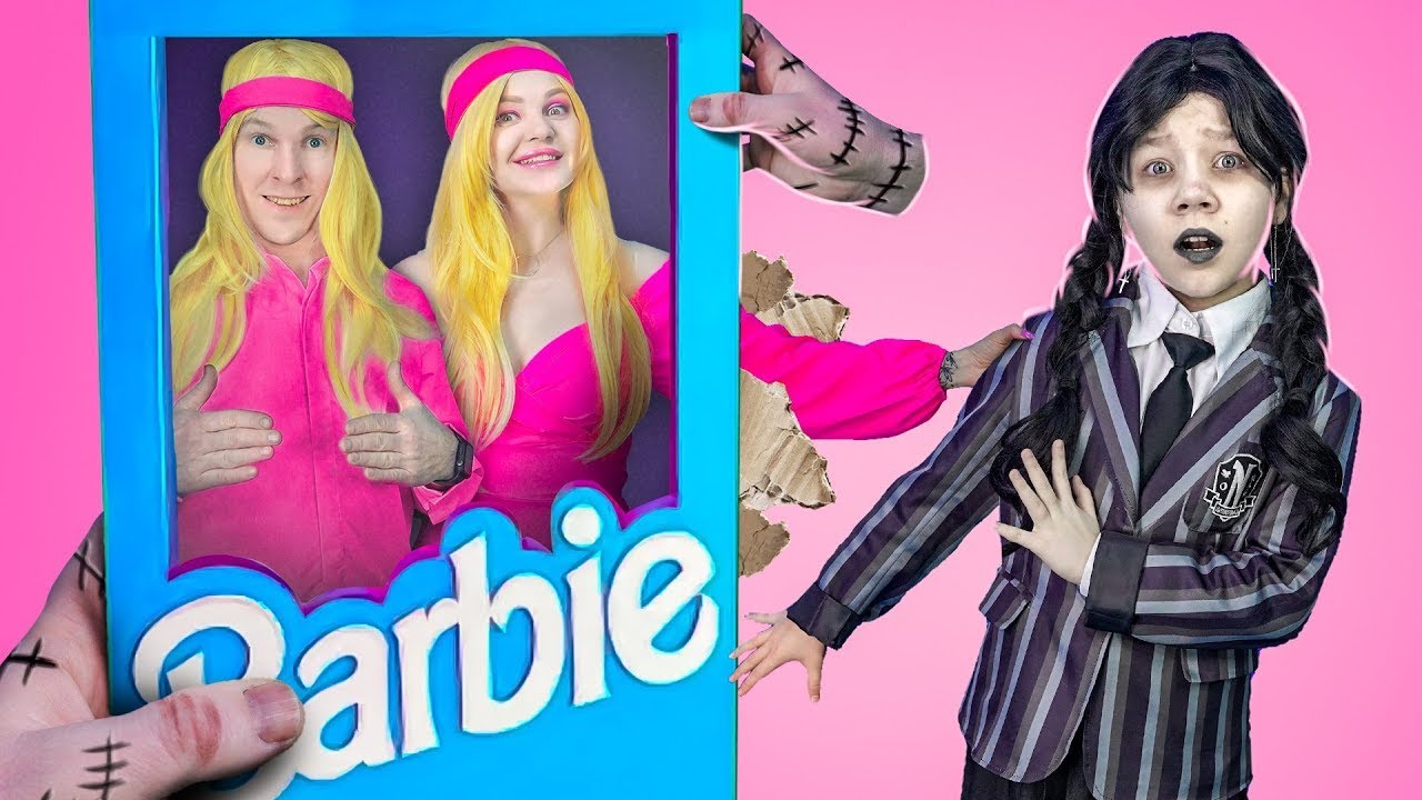Wednesday Addams vs Barbie! لحظات مضحكة في منزل باربي! - YouTube