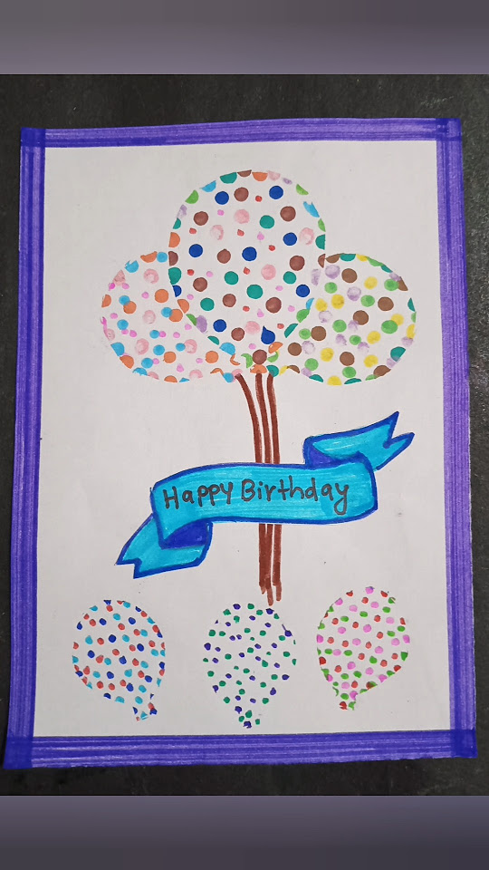 Easy Dots Birthday Card//birthday card #cards #dots #shorts - YouTube