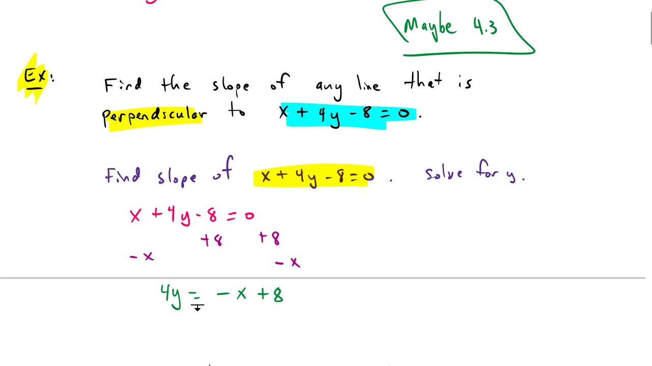Algebra Find The Slope Of A Line That Is Perpendicular To A Given Line