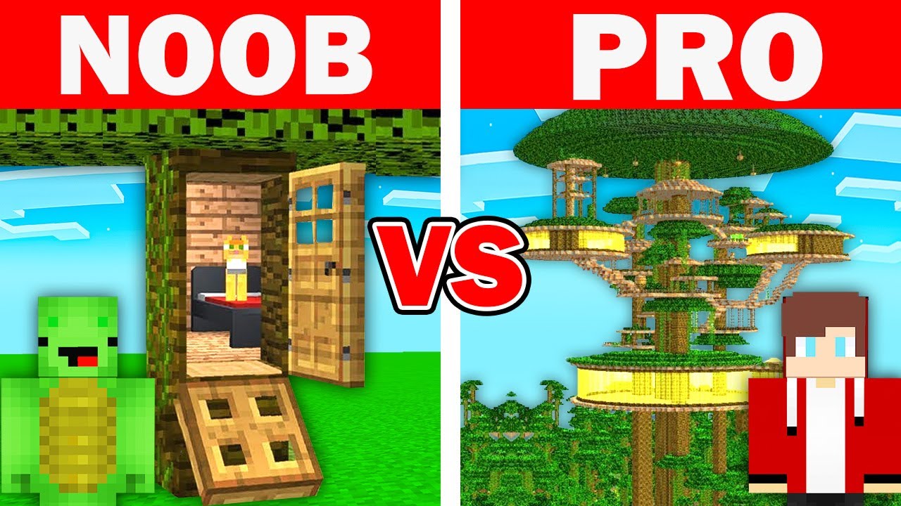 Mikey And Jj Noob Vs Pro Jungle Tree House Build Challenge In