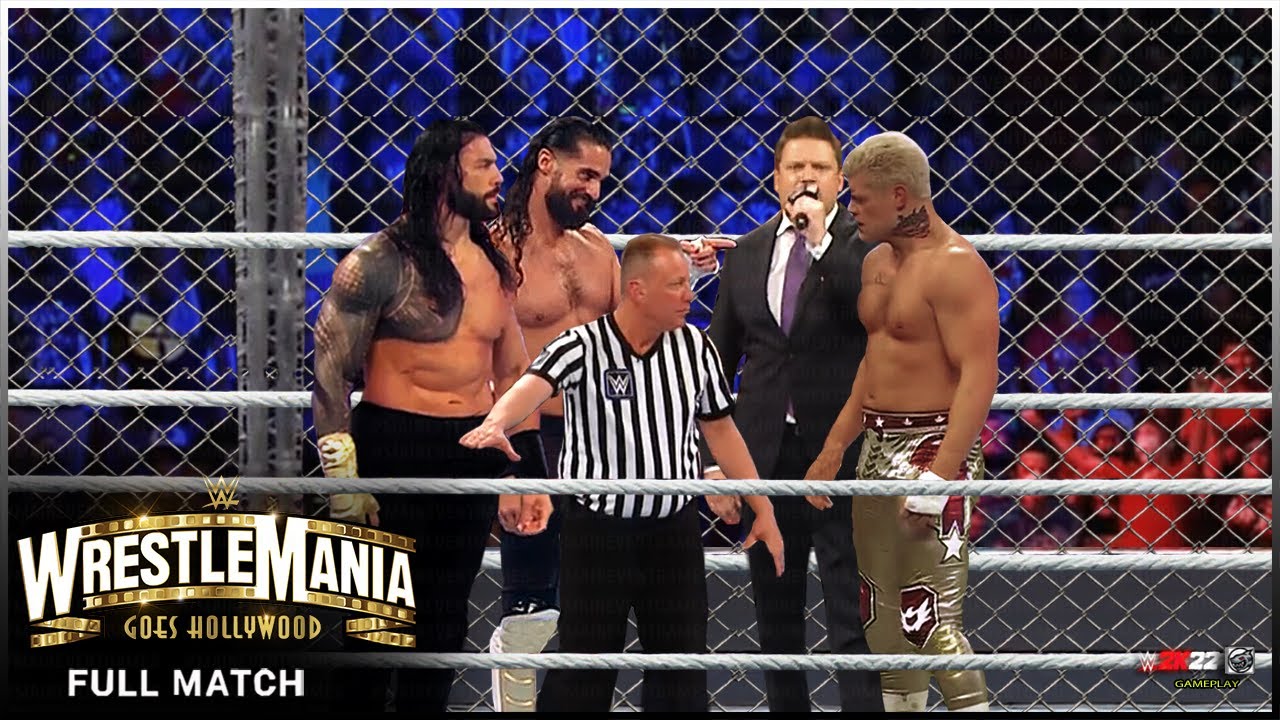 FULL MATCH — Roman Reigns vs. Cody Rhodes vs. Seth Rollins - Steel Cage ...