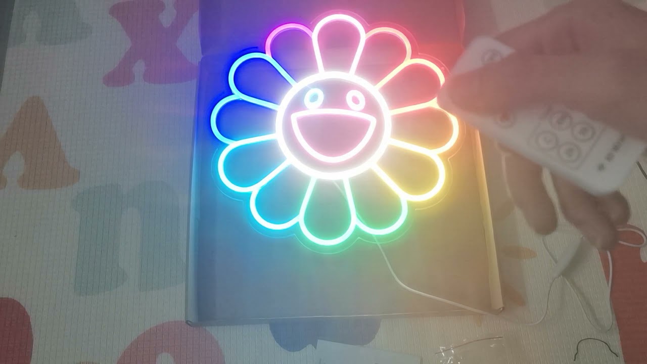 RINMEE Takashi Murakami Flower LED Neon Sign Unpack - YouTube