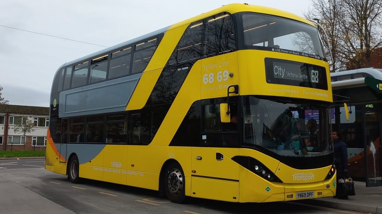 NCTX Buses 506 (YN69 DPF) | leaving Bulwell | Yellow Line 68 - YouTube