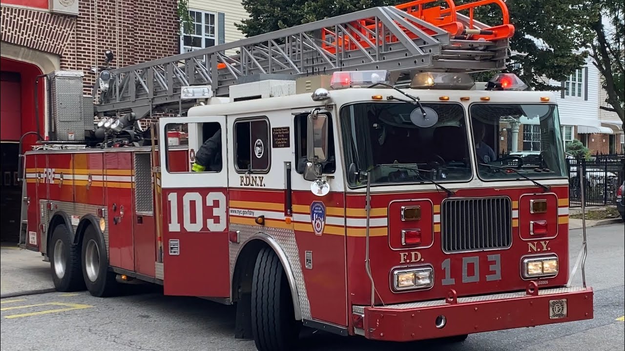 NEW YORK CITY FIRE DEPARTMENT ENGINE 290 AND LADDER 103 RESPONDING OUT ...
