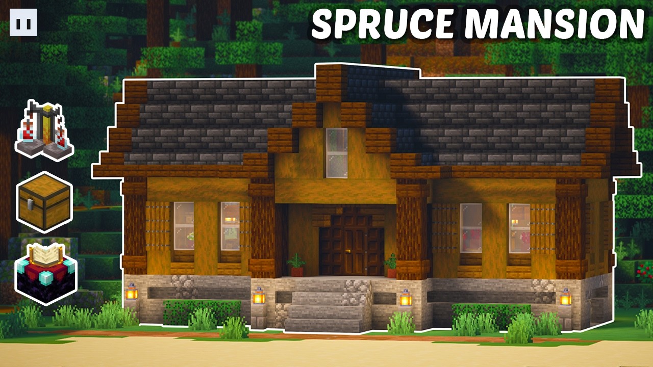Minecraft : How to Build a Small Spruce Mansion | Ultimate House - YouTube