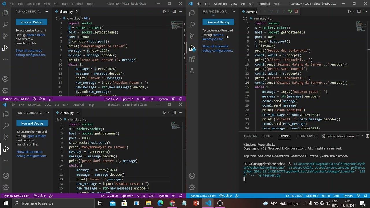Aplikasi Chatting Messaging Menggukana Socket Programming Di Python Youtube