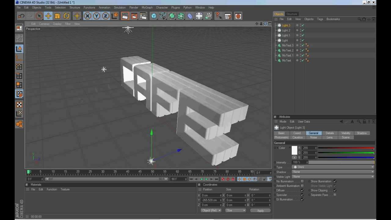 [DANSK] Cinema 4D begynder tutorial - Text Object - YouTube