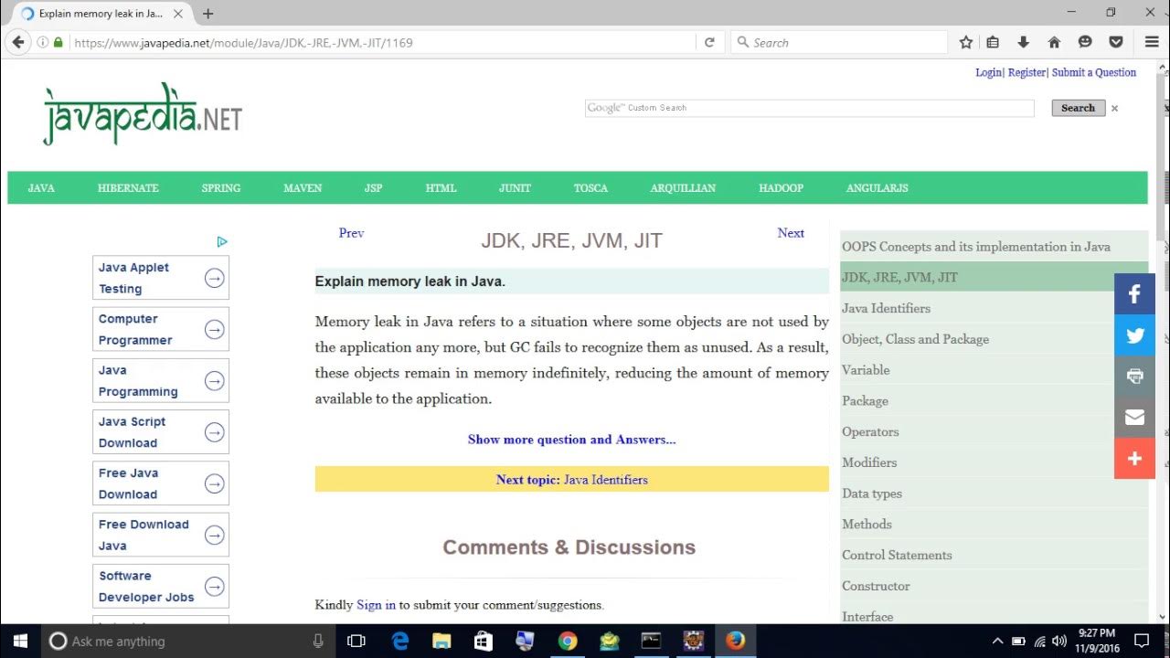 Explain memory leak in Java. | javapedia.net - YouTube