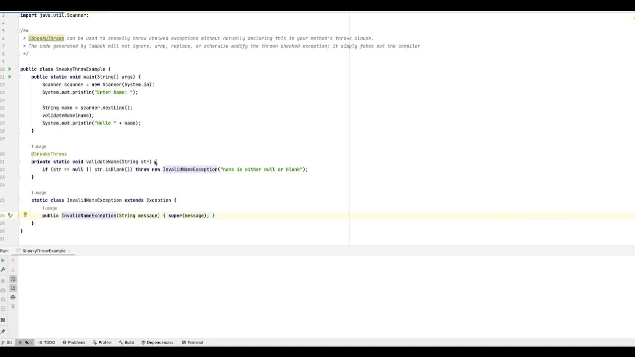 SneakyThrows Annotation In Lombok - YouTube
