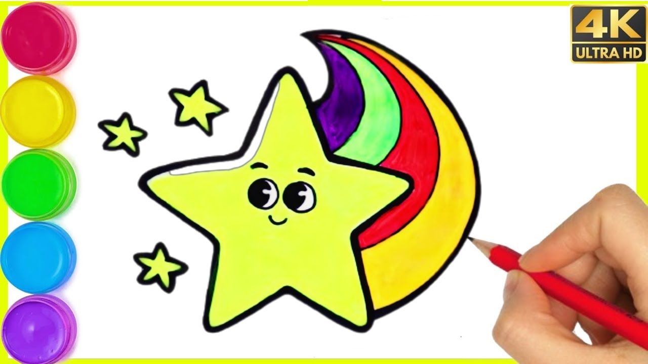 How to draw rainbow Star 🌈 Drawing easy || Star drawing easy step by ...