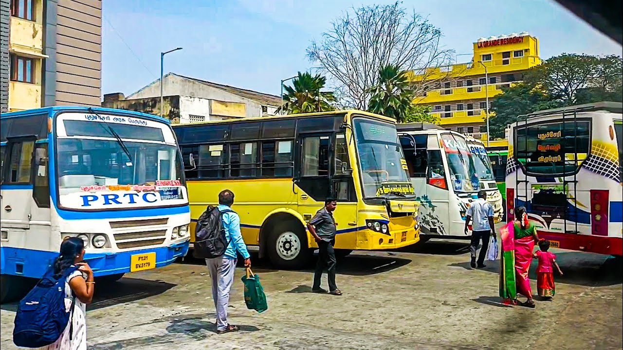 TNSTC BS6 Bus 244M arriving at Puducherry New Bus stand | Velankanni ...