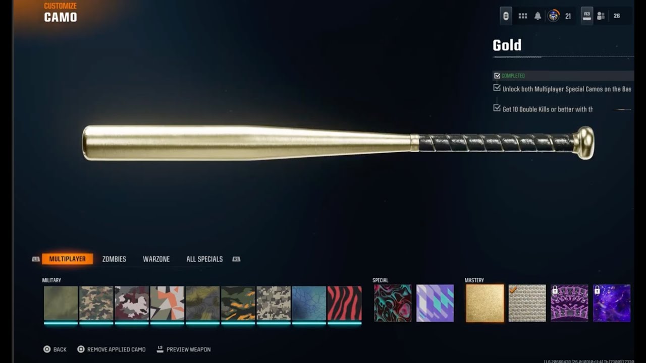 road 2 Gold Baseball Bat Black ops 6 !!!!!! - YouTube
