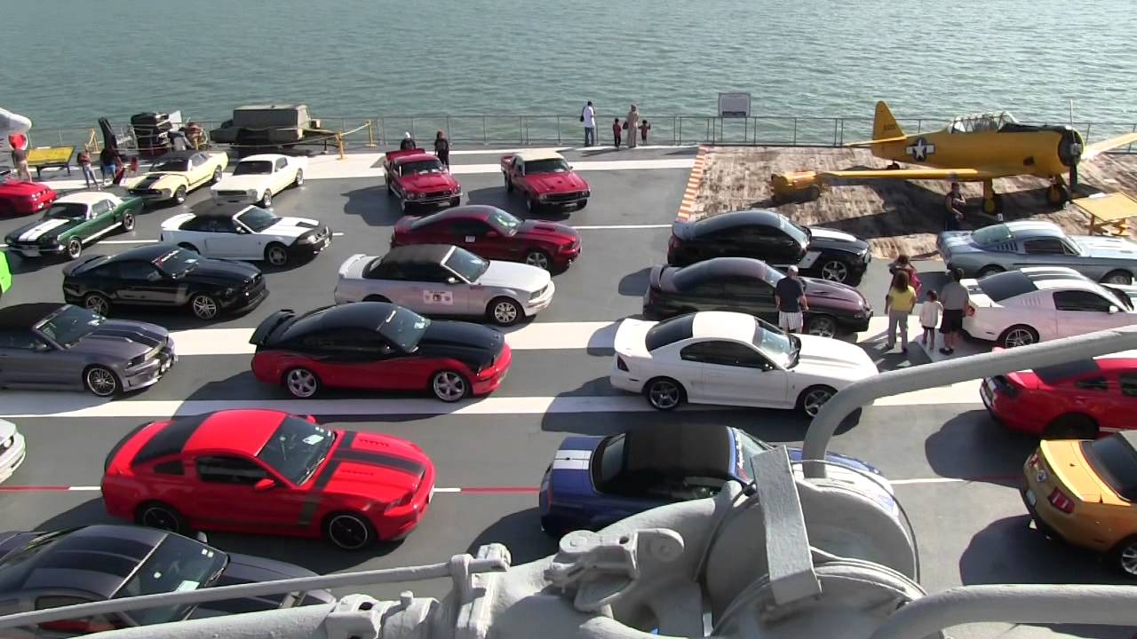 MustangFest 2014 (Car show & off-loading from the USS Lexington) - YouTube