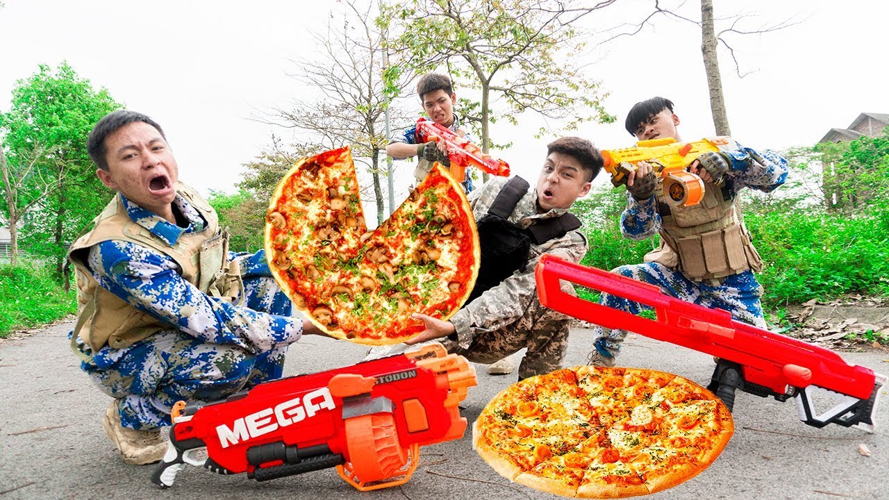 Bohaha Nerf War : Competition Nerf Guns Pizza - YouTube
