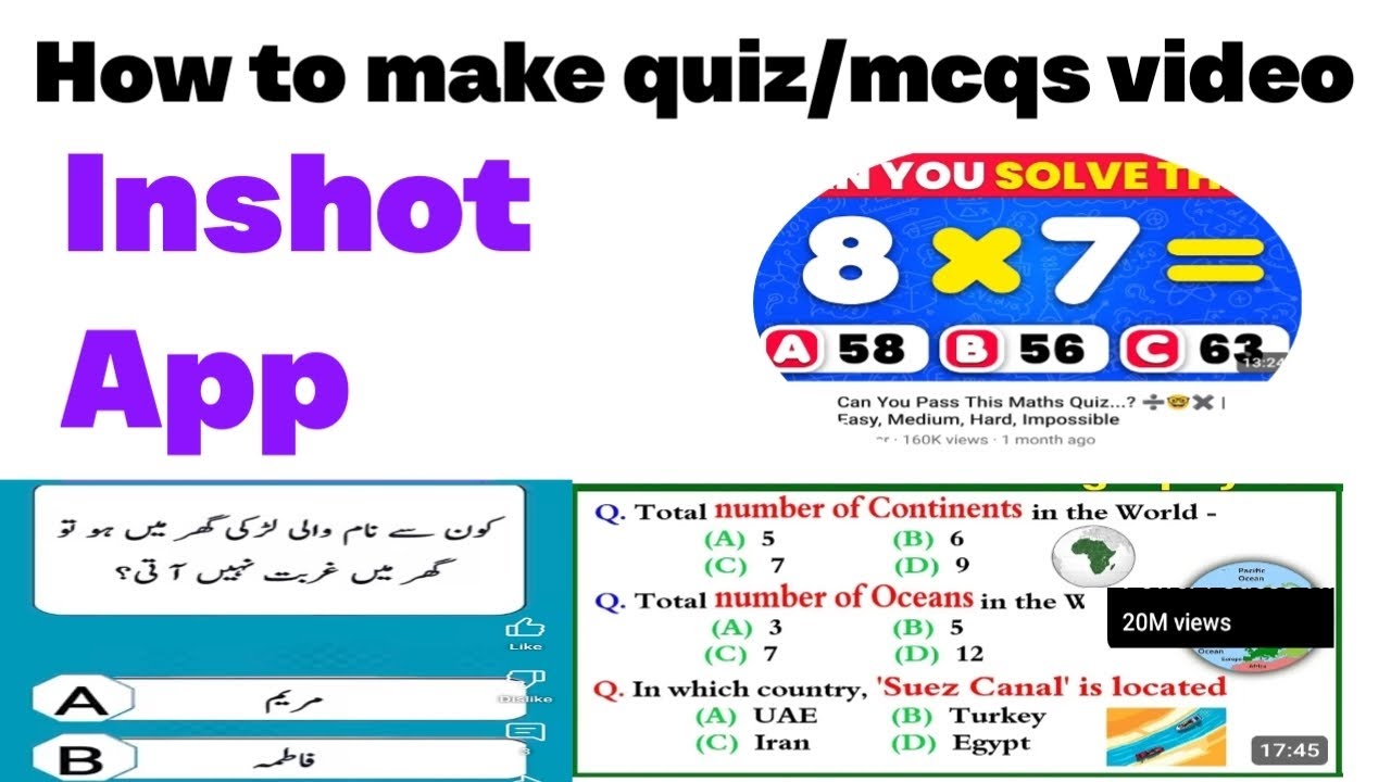 How to make Quiz video on mobile ( Inshot App) | how to make mcqs/quiz ...
