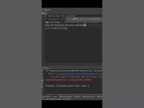 Replace() function in Python.#pycharm #pythonprogramming #python # ...