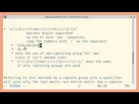 Vim regexp: Backreferences - YouTube