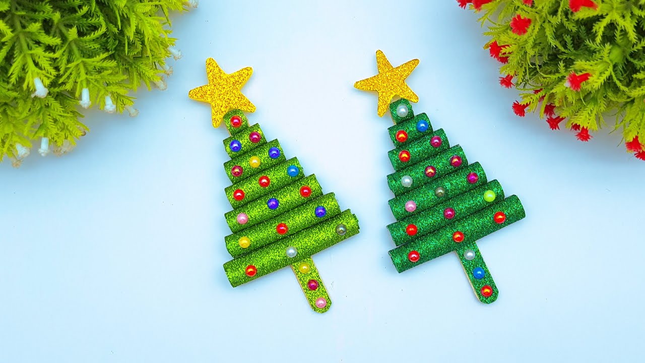 DIY Christmas Tree Making From Glitter Foam 🌲 Handmade Christmas Craft ...