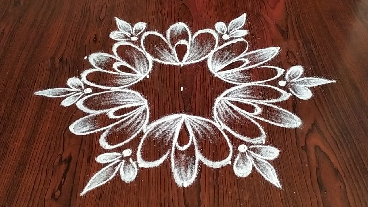 Simply easy Daily kolam 7×4 dot's.. - YouTube