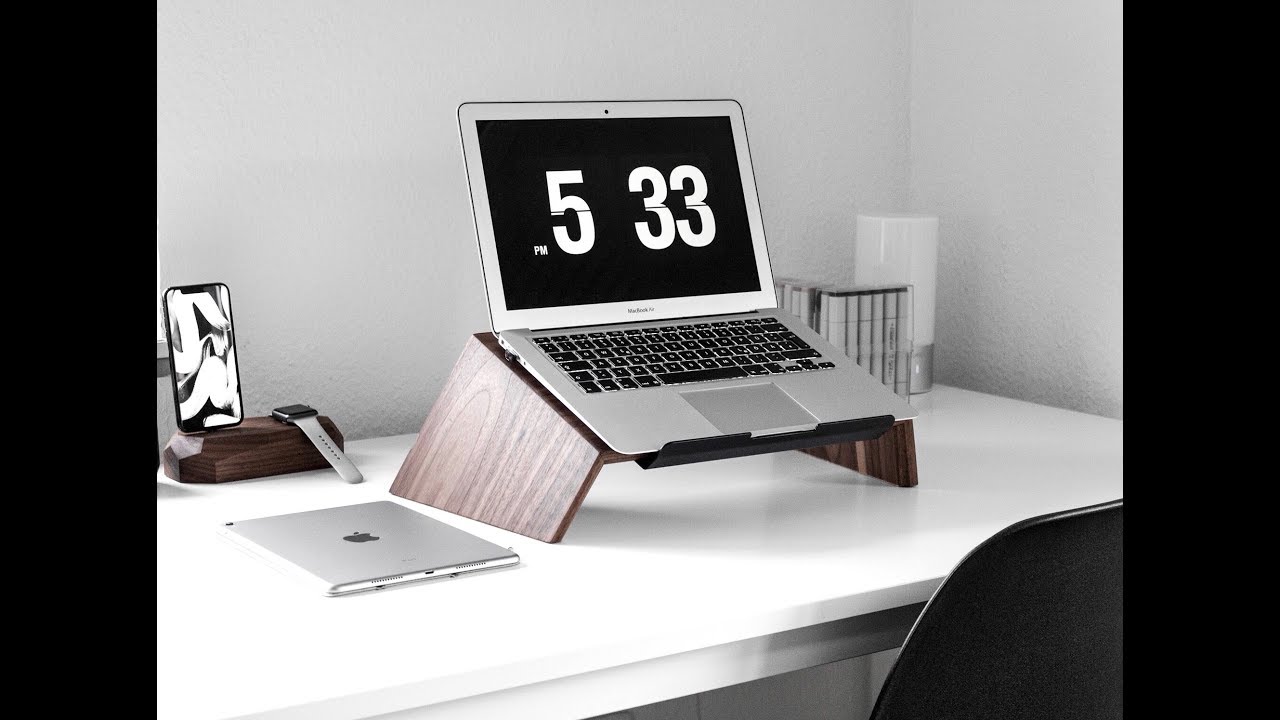 Solid wood laptop stand - YouTube