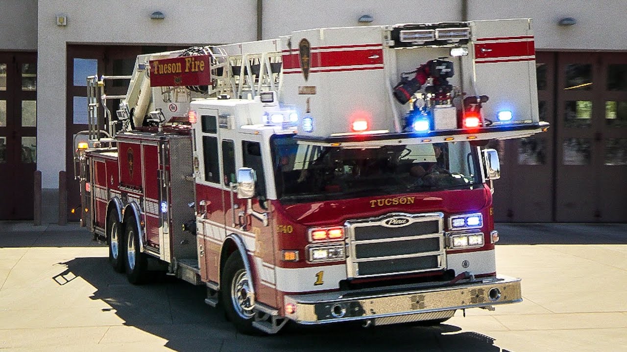 Tucson Fire Dept. Ladder 1, Engine 2 & Paramedic 1 responding - YouTube