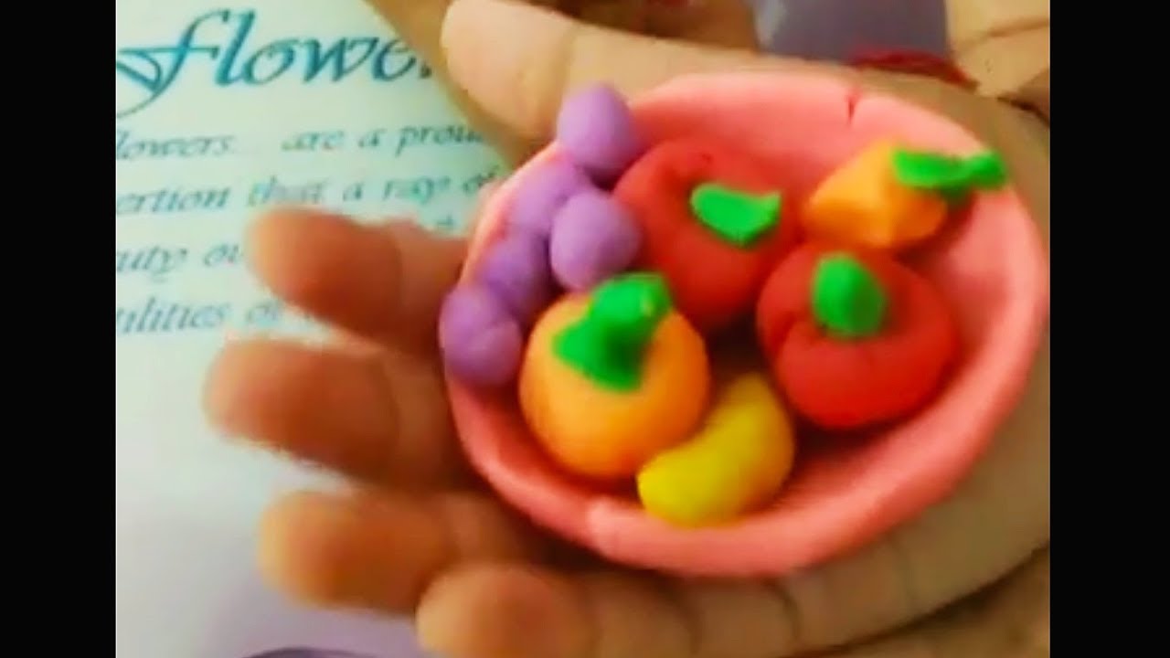 How to make Clay Fruits Basket | Making clay fruits | play dough fruits ...
