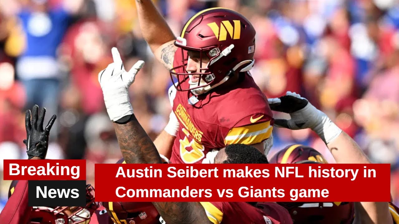 Austin Seibert makes NFL history in Commanders vs Giants game - YouTube