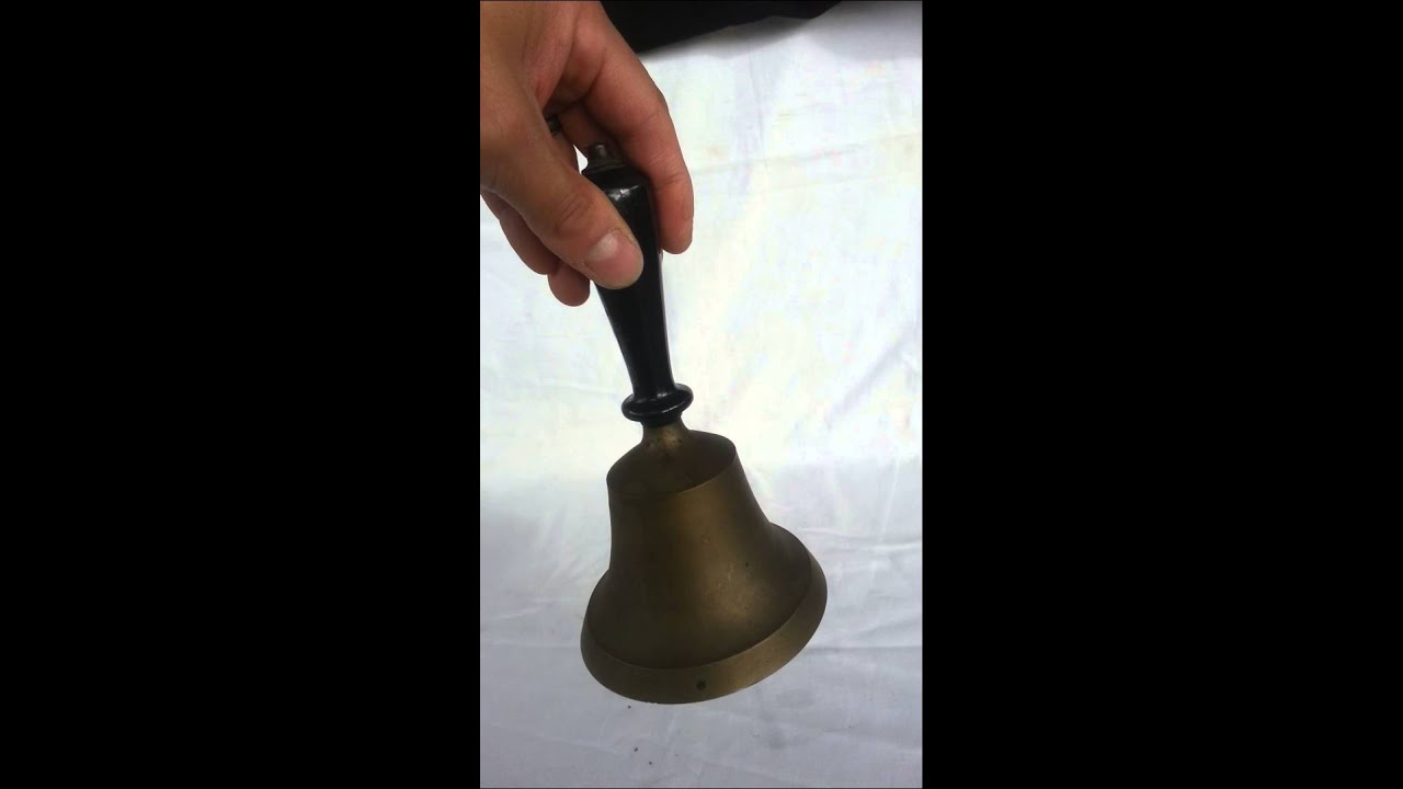 Fine Antique School Teacher 8 Heavy Brass Bell Handheld Blk handle 4 5 ...