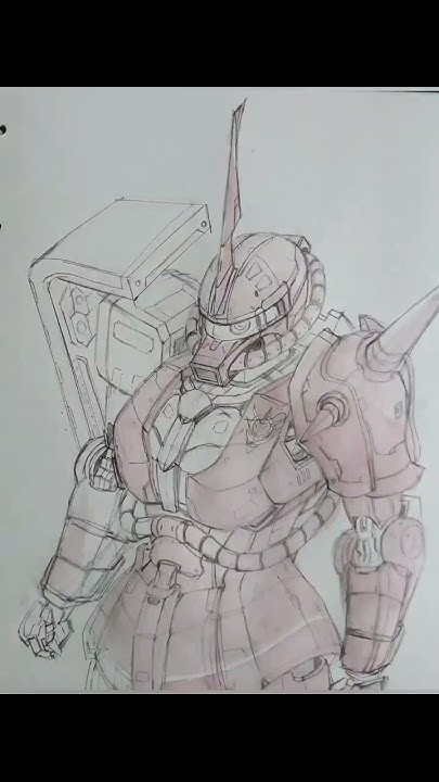 Drawing Char's Zaku II Female ver - YouTube