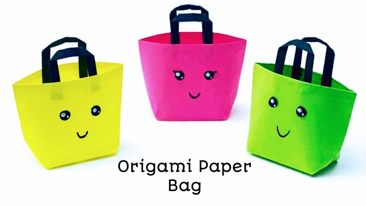 Origami Mini Bag | How To Make Paper Bags with Handles | Origami Gift ...