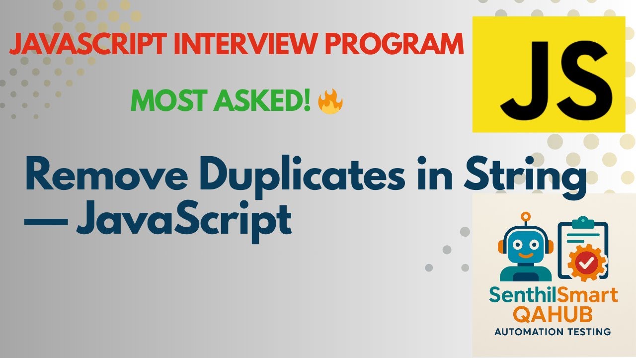 Remove Duplicate Characters from String in JavaScript - YouTube