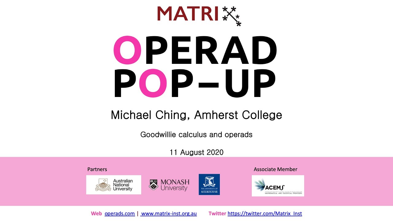 Michael Ching - Goodwillie calculus and operads - YouTube