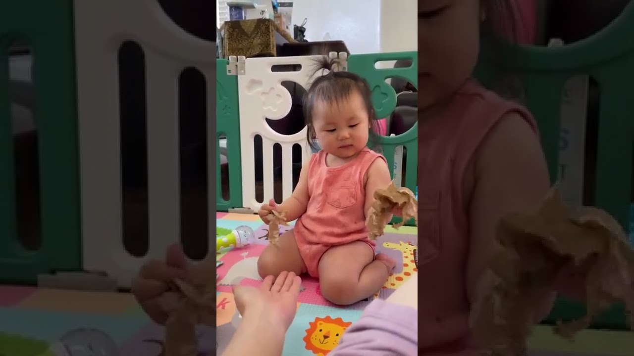 Baby Angie having fun with tissue #cute #funny - YouTube