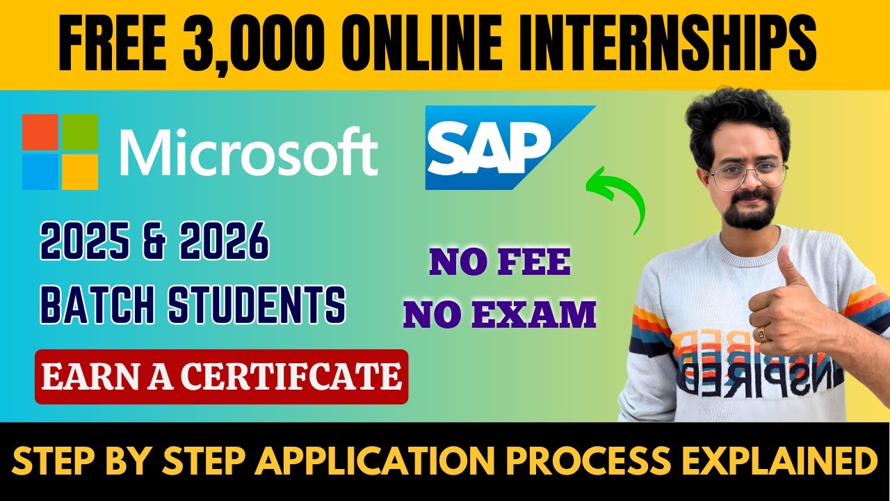 Microsoft & SAP Offer 3,000 Free Online Internships for 2025 & 2026 Batch Students | FLM - YouTube