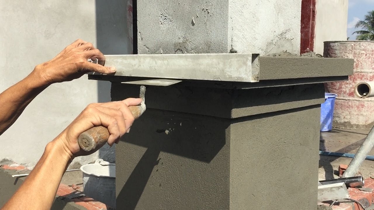 Smart Construction Skills - How To Rendering Sand And Cement up Column ...