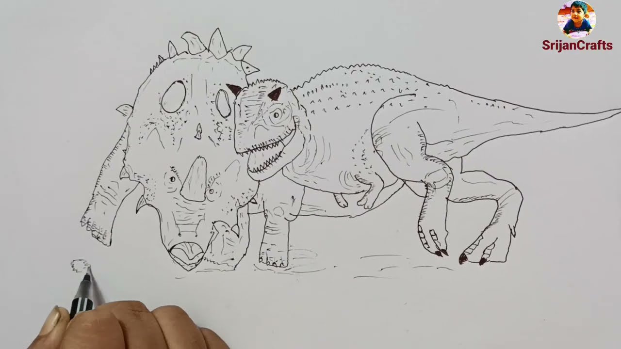 How to Draw Sinoceratops vs Carnotaurus from Jurassic World Fallen ...