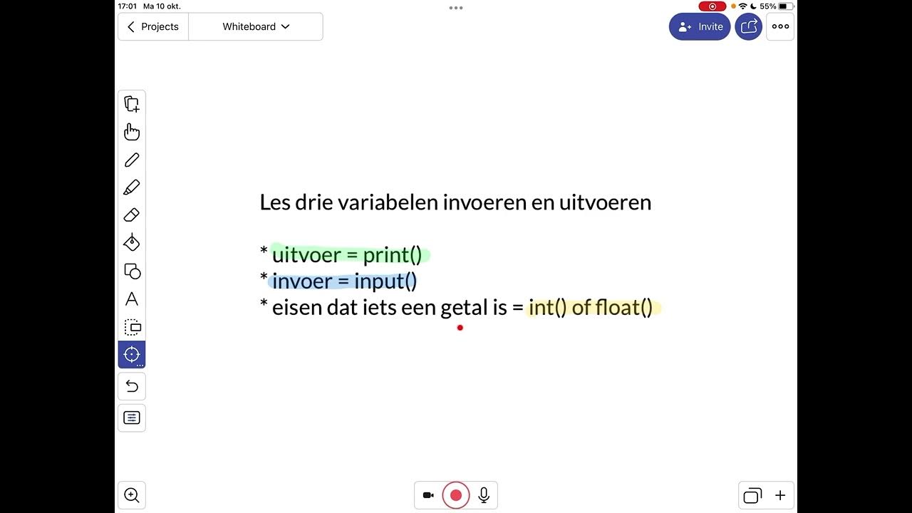 4Doorstroom - computationeel denken - les 3: variabelen invoeren en uitvoeren - YouTube