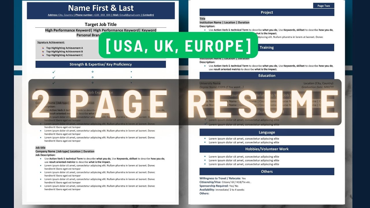 How to Make a Two-Page Resume: Expert Tips & Resume Format Guide (2024 ...