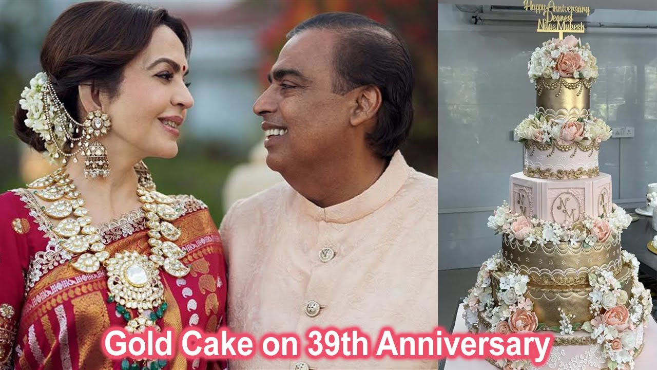 Nita Ambani and Mukesh Ambani Cut Gold Cake at 39th Anniversary ...