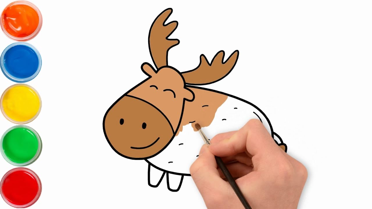 How to draw and color a moose for kids easy and step by step? # ...