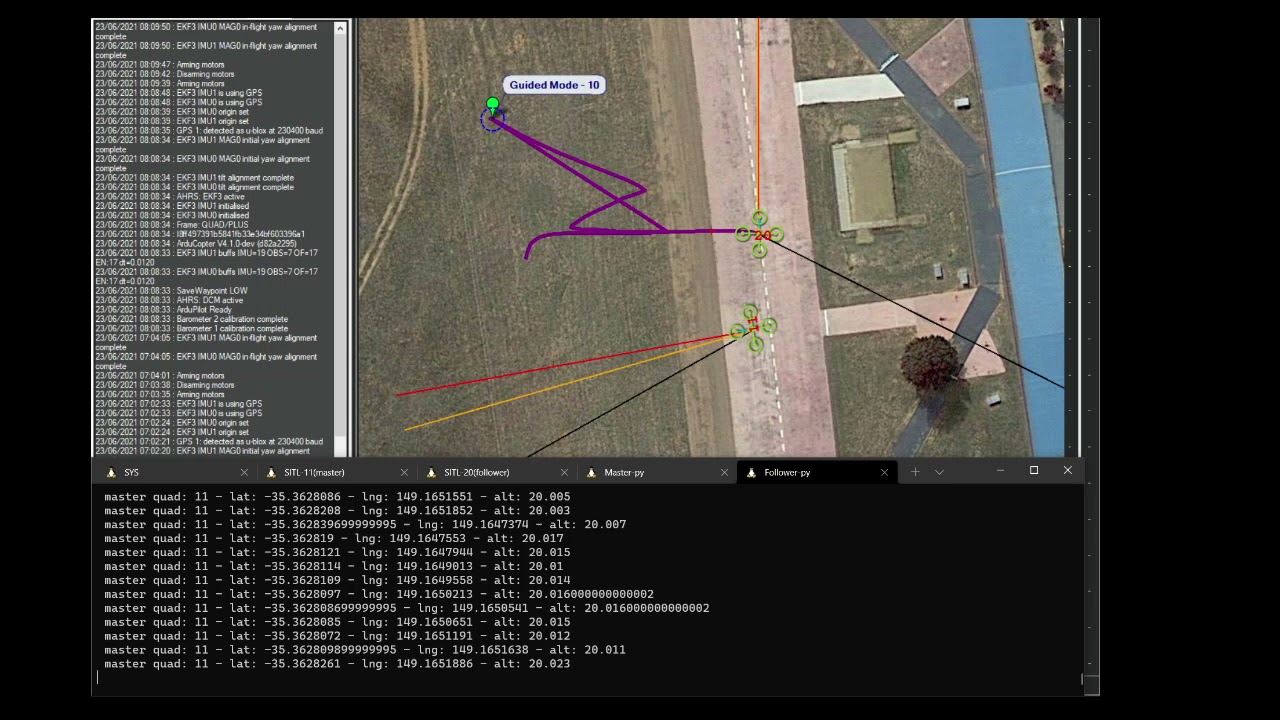 Ardupilot following in Guided vs Follow modes - YouTube