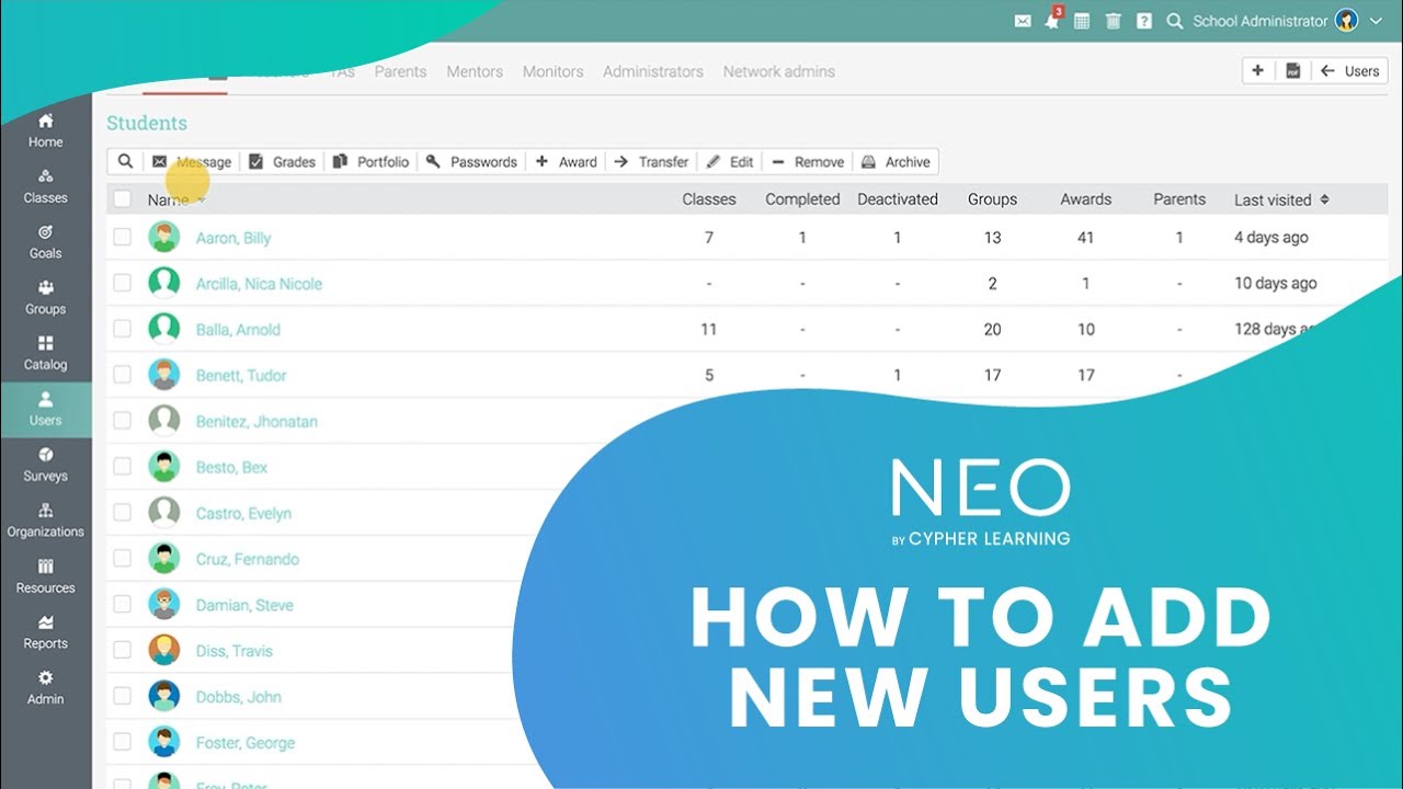 NEO LMS - How to add new users - YouTube