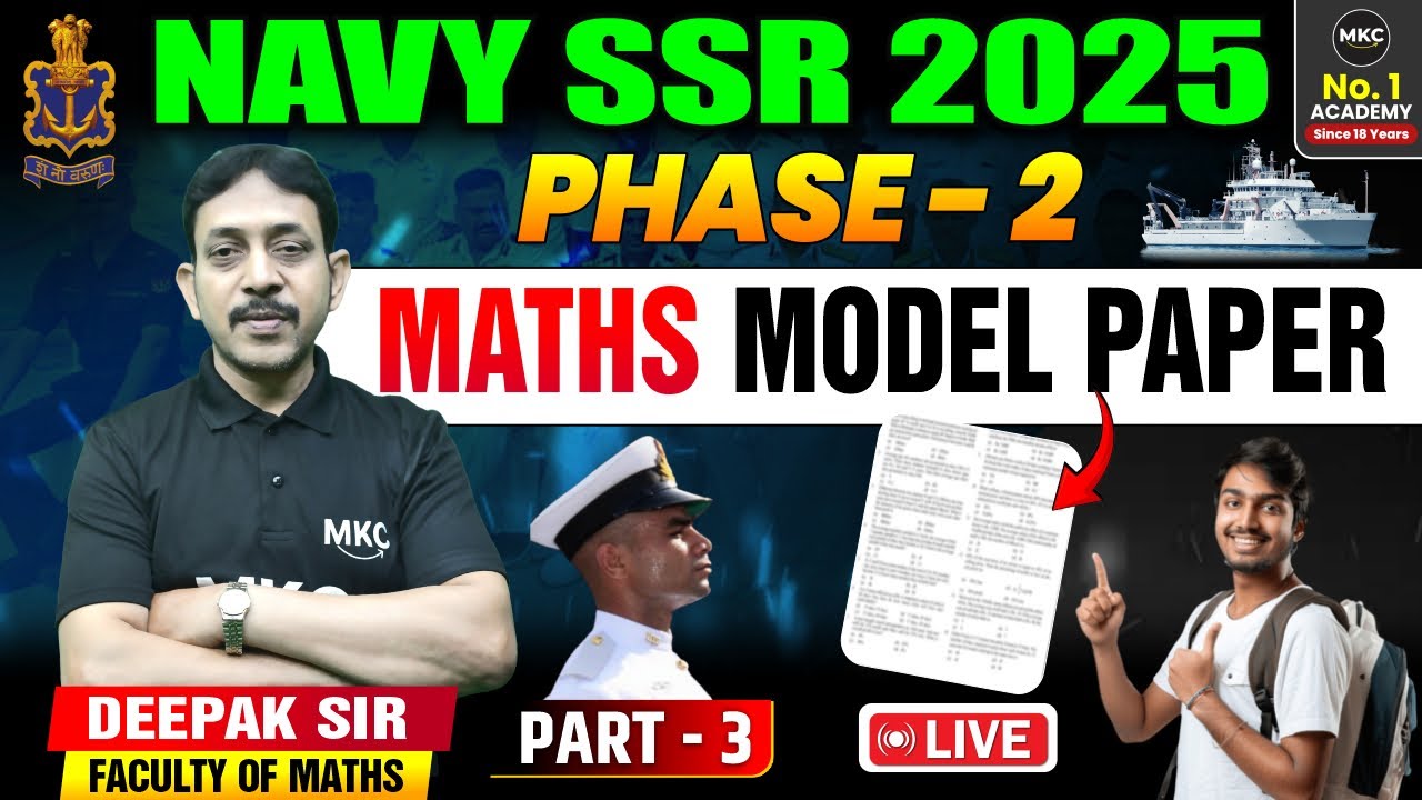 Navy SSR 2025 Phase-2 Live Class | Maths Model Paper Part-3 | Full ...