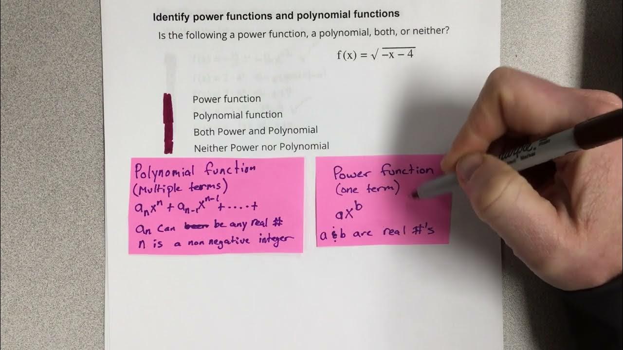 Identify power functions and polynomial functions - YouTube