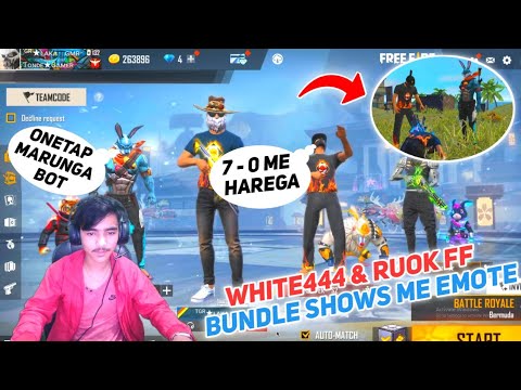 WHITE 444 & ROUK FF BUNDLE SHOWS ME EMOTE // THEY CALL ME NOOB // 1 VS ...