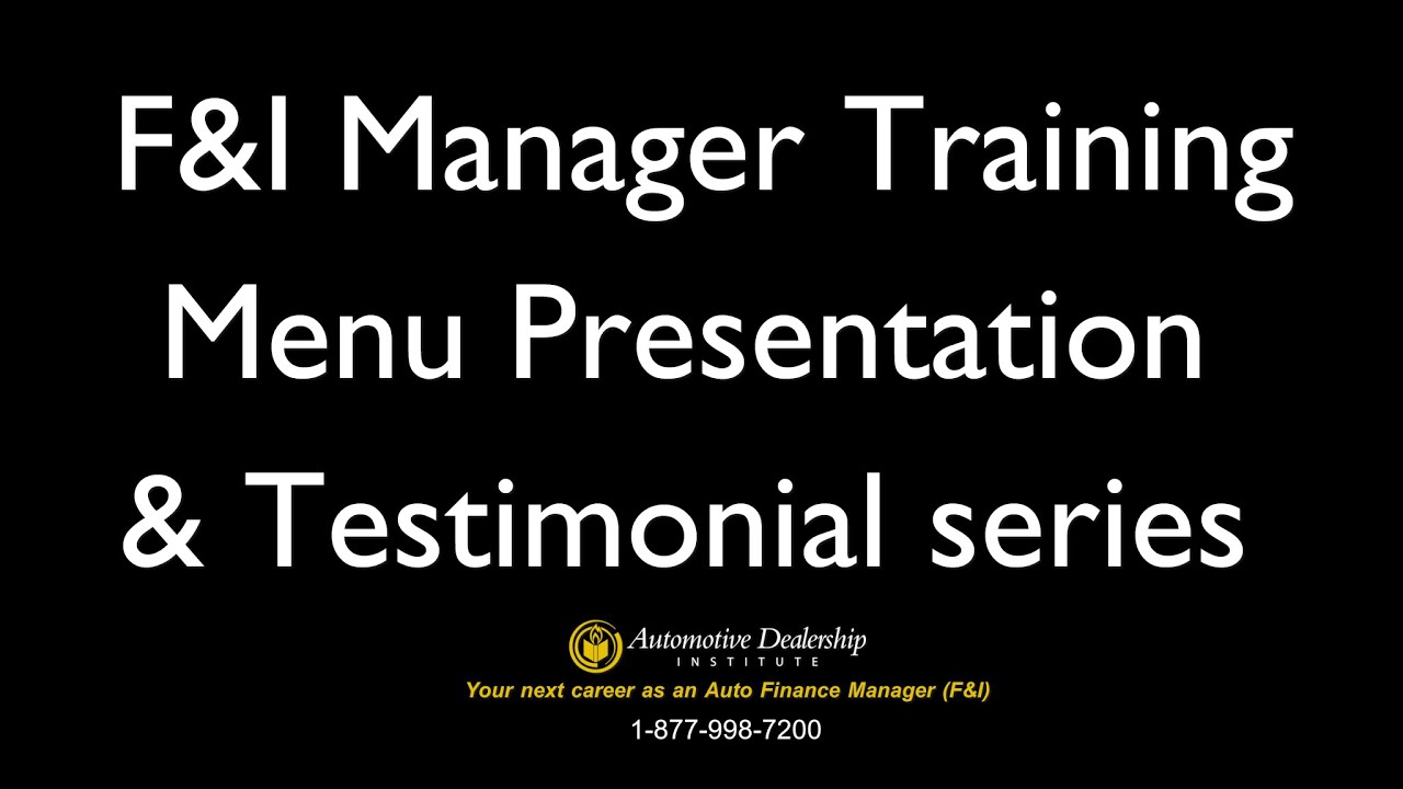 F&I Manager Training Videos Testimonial Series - YouTube